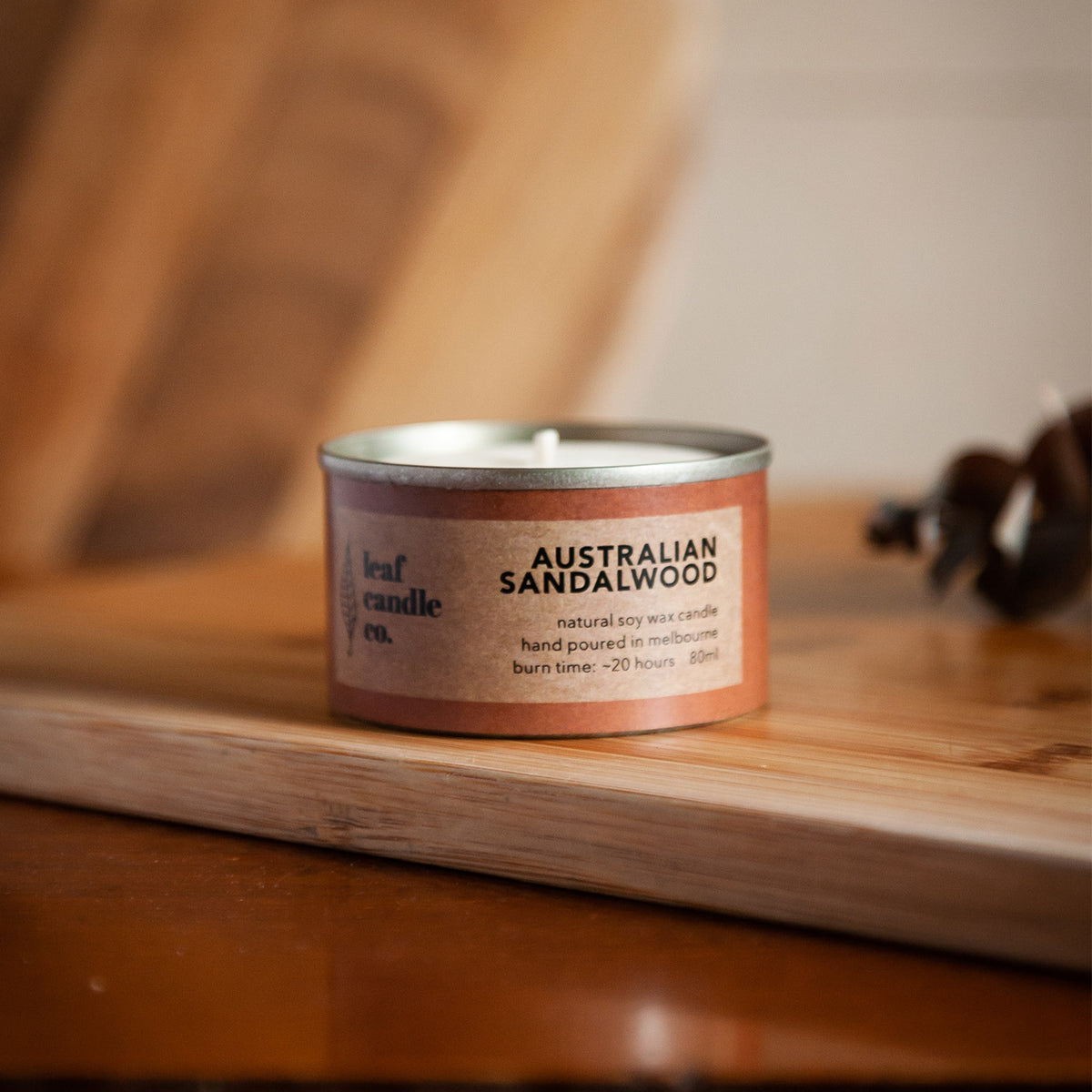 Australian Sandalwood Soy Candle | Tiny Tin – Leaf Candle Co.